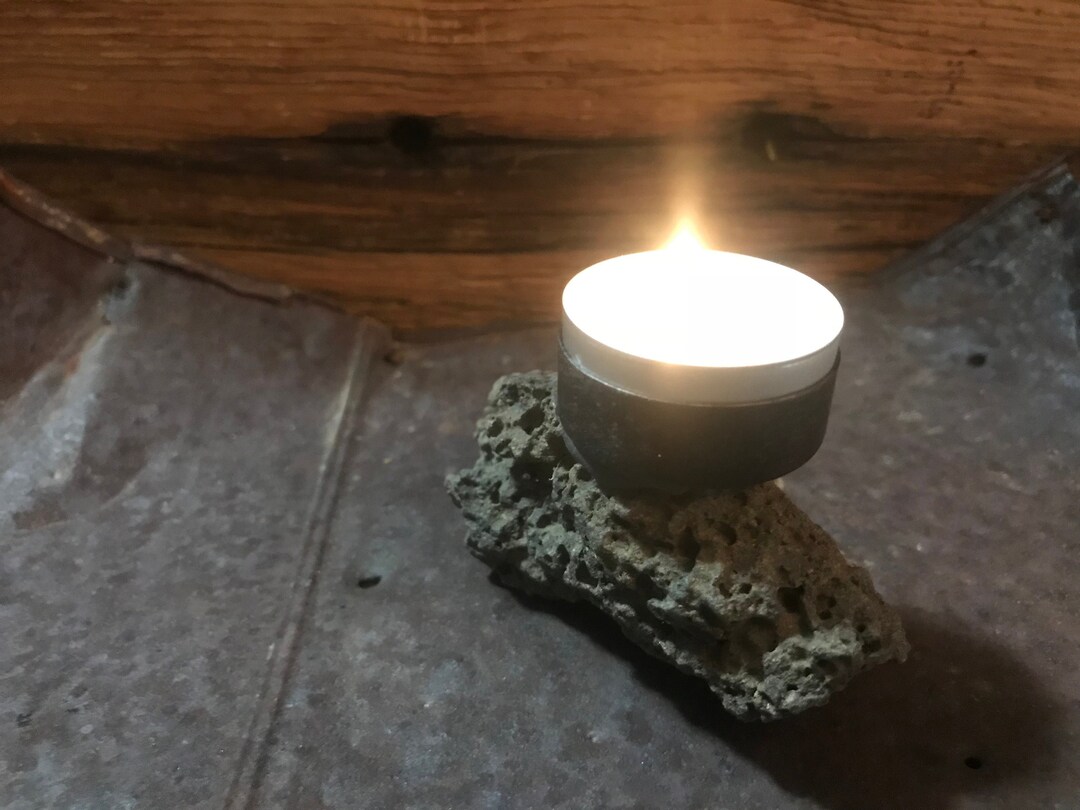 PETITE VOLCANIC Rock CANDLE Holder, Natural Rock Art, Volcanic Stone ...