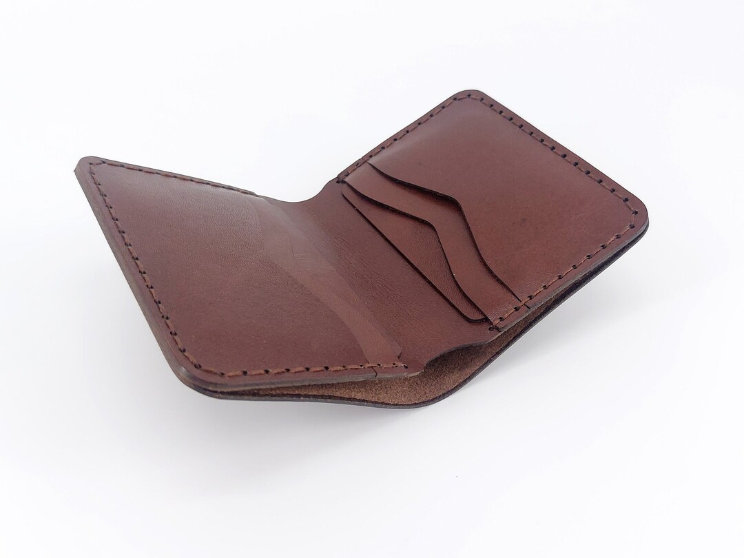 Personalized Leather Vertical Bifold Wallet Gift, Brown Slim Card ...