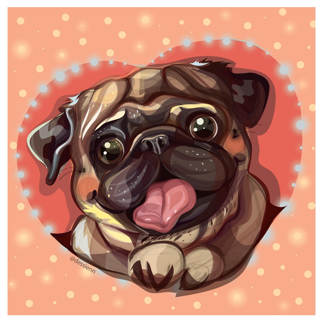 Pug Print, Pug Art Instant Download, Pug Digital Printable Art, Sweet ...