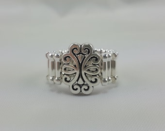 Sterling Silver Stretch Ring-swarovski Pearl - Etsy