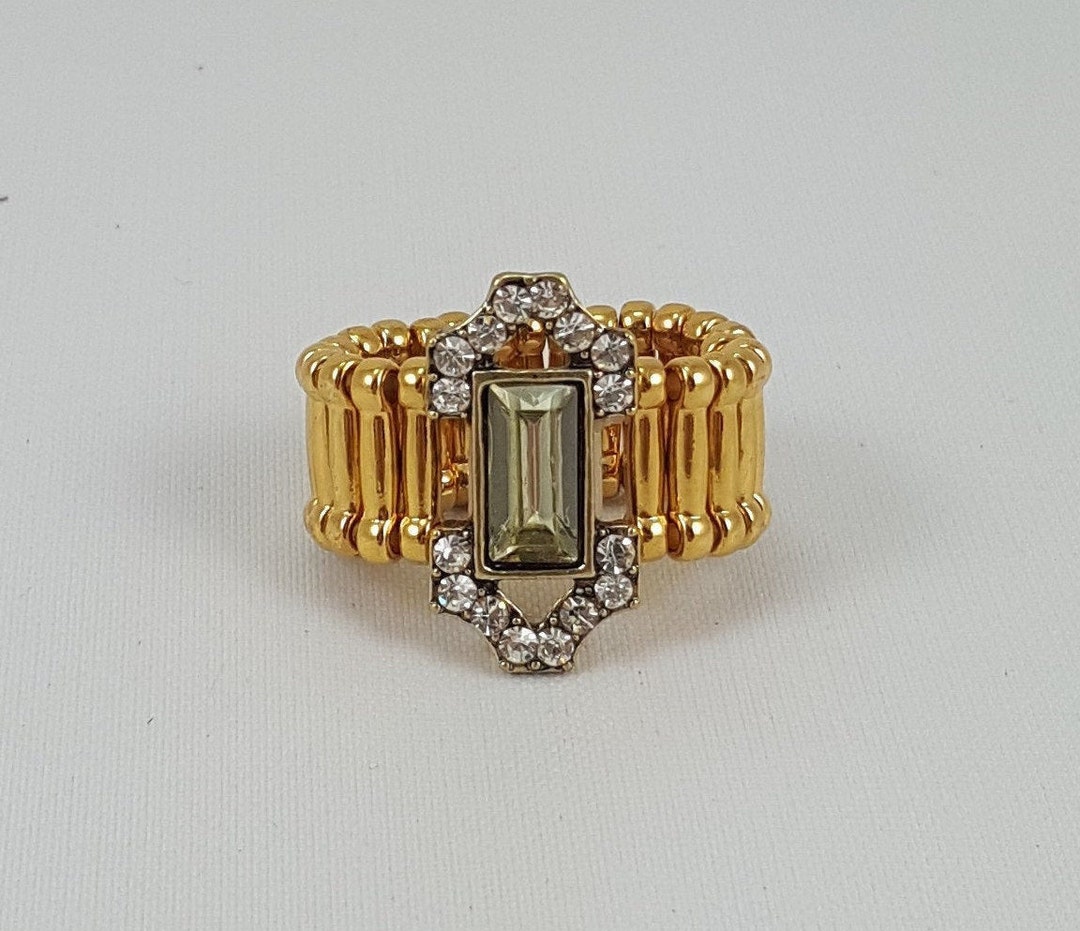 18 Styles/crystal & Gold Stretch Rings - Etsy