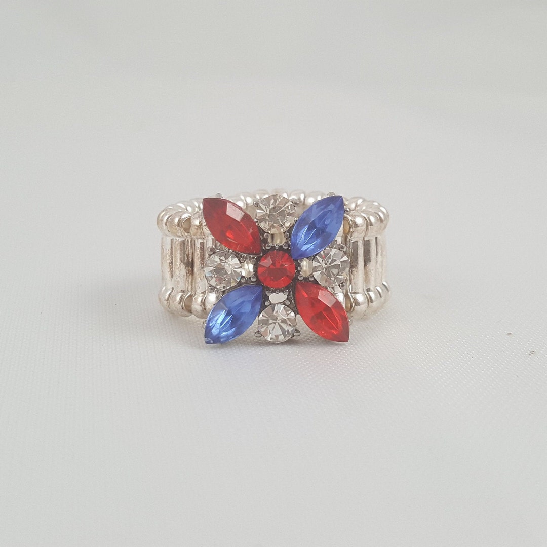 14 Styles/patriotic/red, White & Blue Stretch Rings - Etsy
