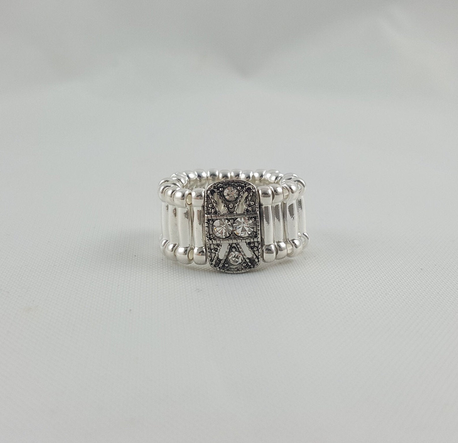 10 Styles/crystal & Silver Stretch Rings Collection - Etsy