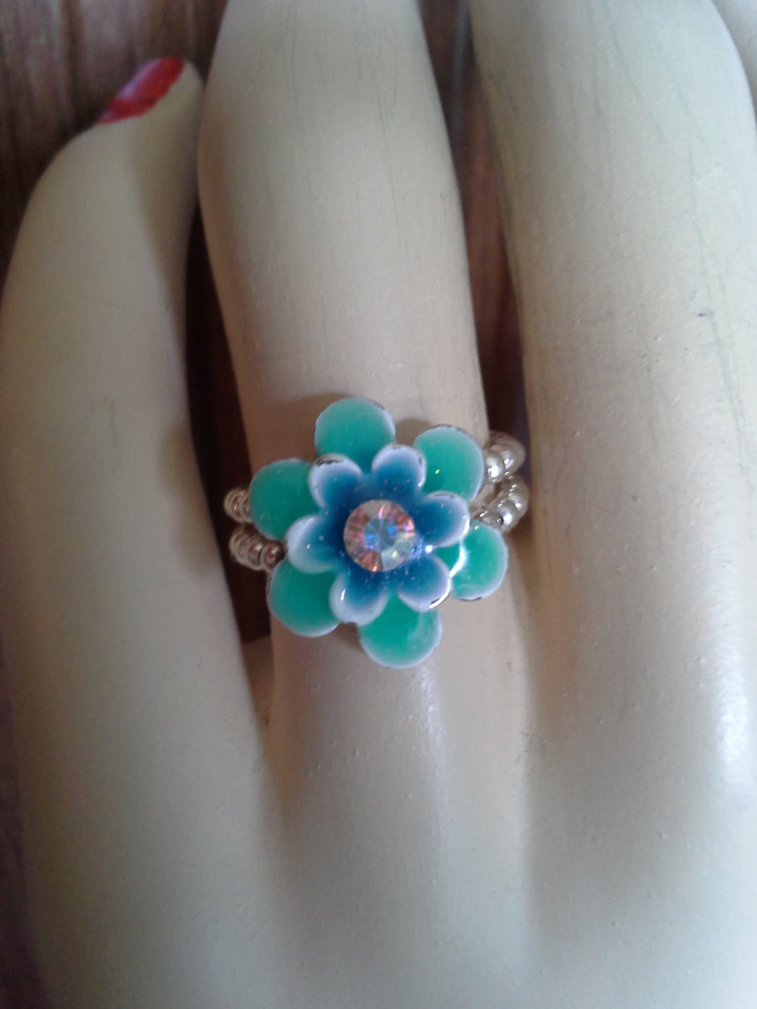 Enamel Flower Power Stretch Ring/sterling Silver Band - for Finger or ...