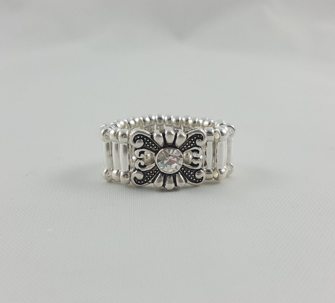 10 Styles/crystal & Silver Stretch Rings Collection - Etsy