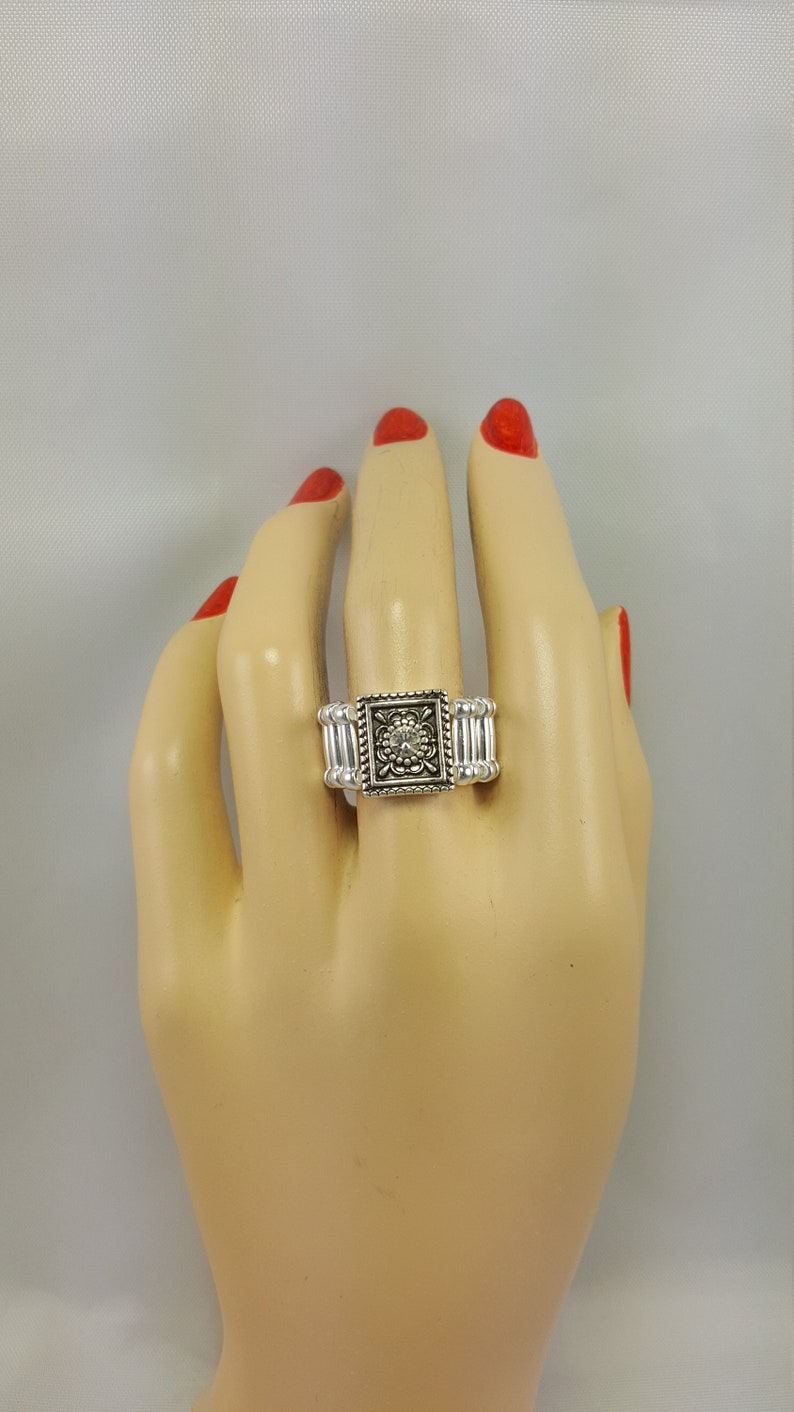 10 Styles/crystal & Silver Stretch Rings Collection - Etsy