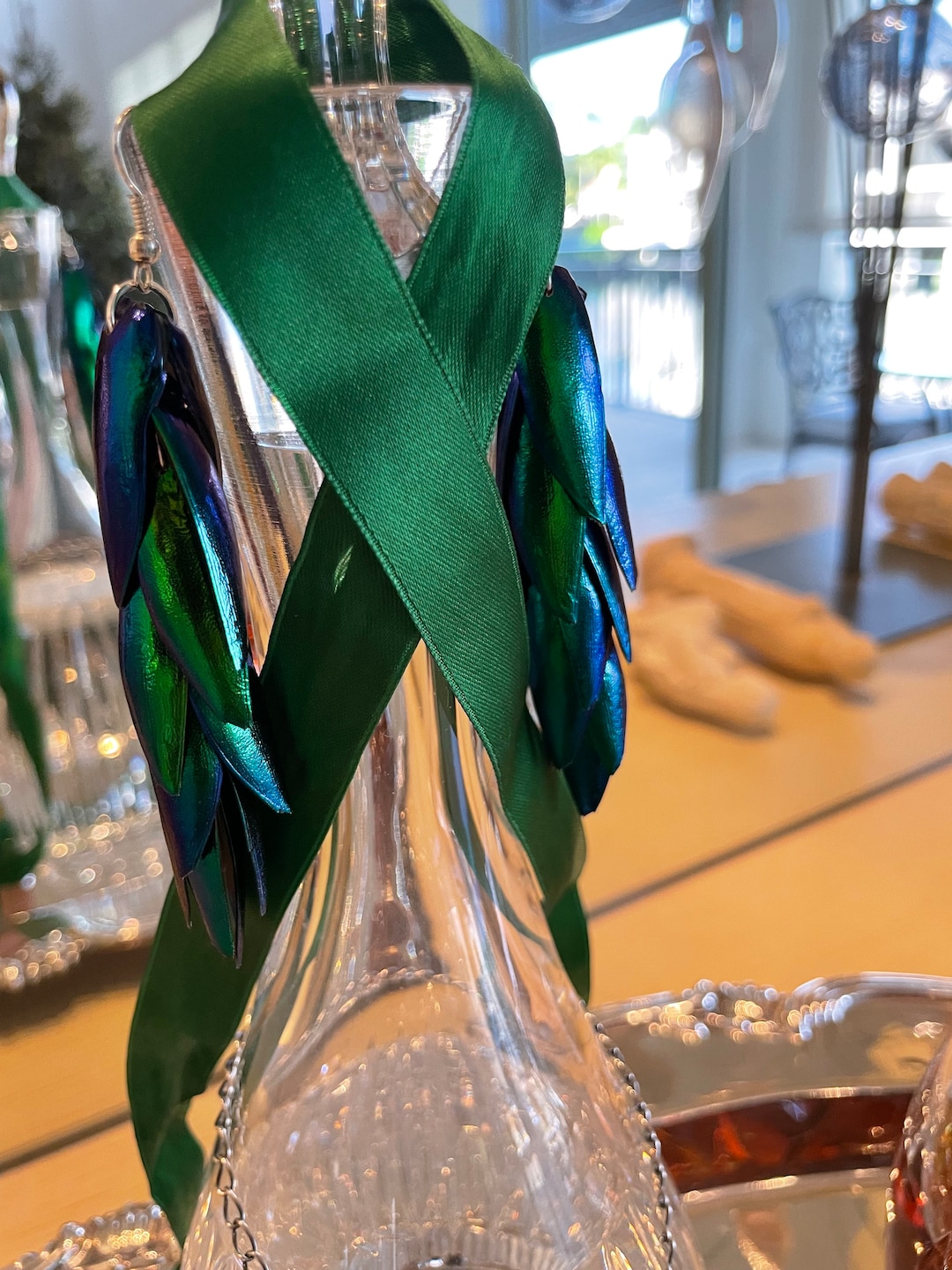 Six-tiered Real Elytra Jewel Beetle Wing Earrings - Etsy