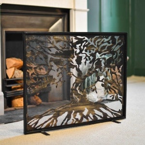 Rustic Tree Design Single Pane Fire Guard/ Tree of Life/ | Etsy UK
