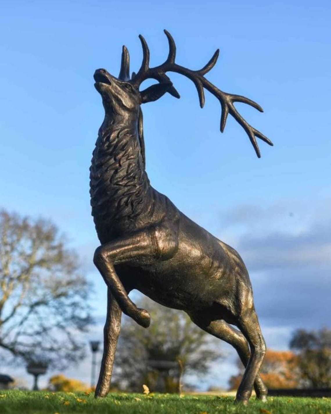 Cast Aluminum Stag Sculpture, Antique Bronze Finish, Large Statement ...