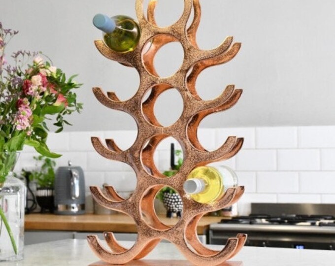 Copper Bottle Wine Rack/ 15 Bottle Holder/ Kitchen Copper Storage and ...