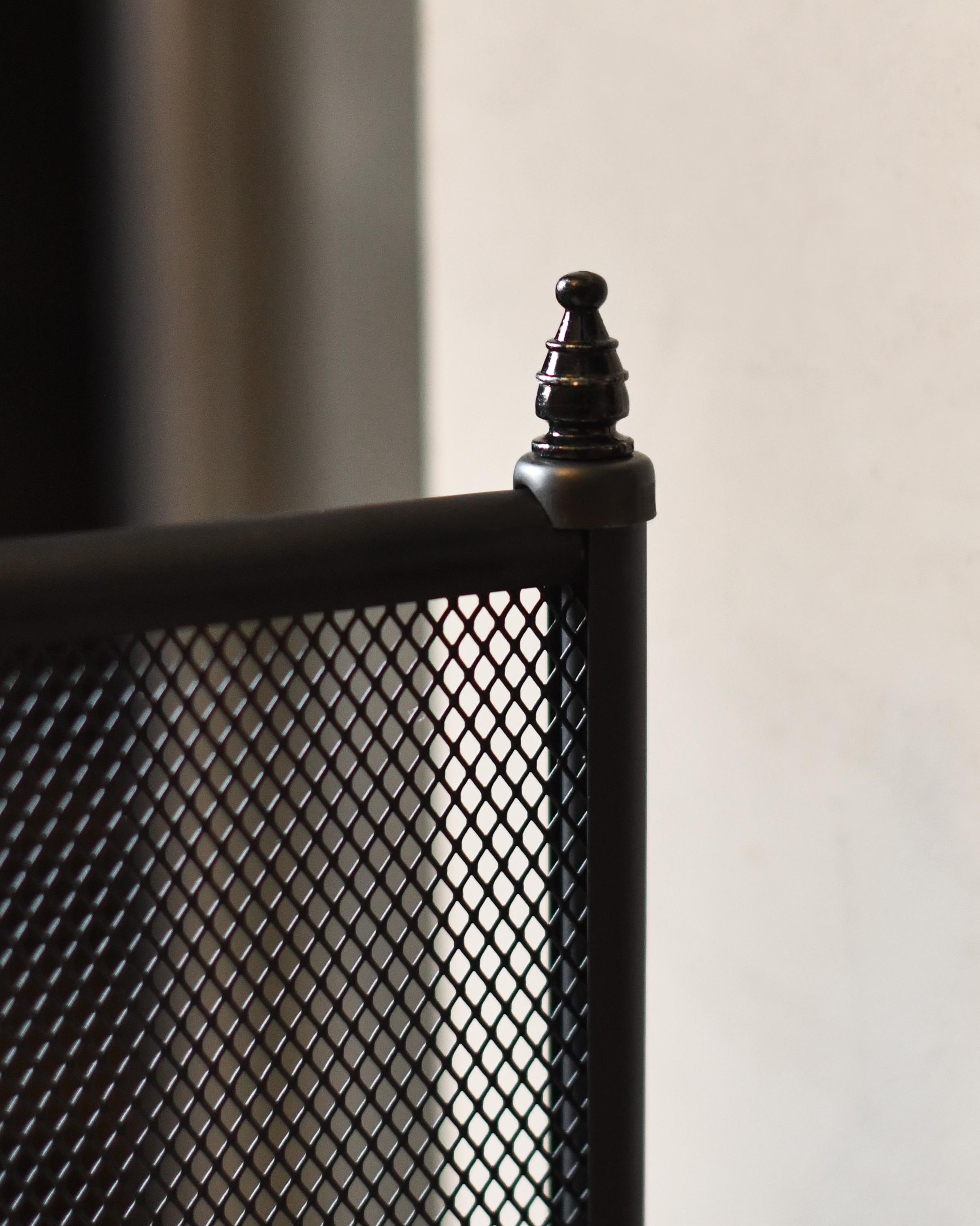 Traditional Black Four Fold Fire Guard, Mesh Guard, Open Fires, Wood ...