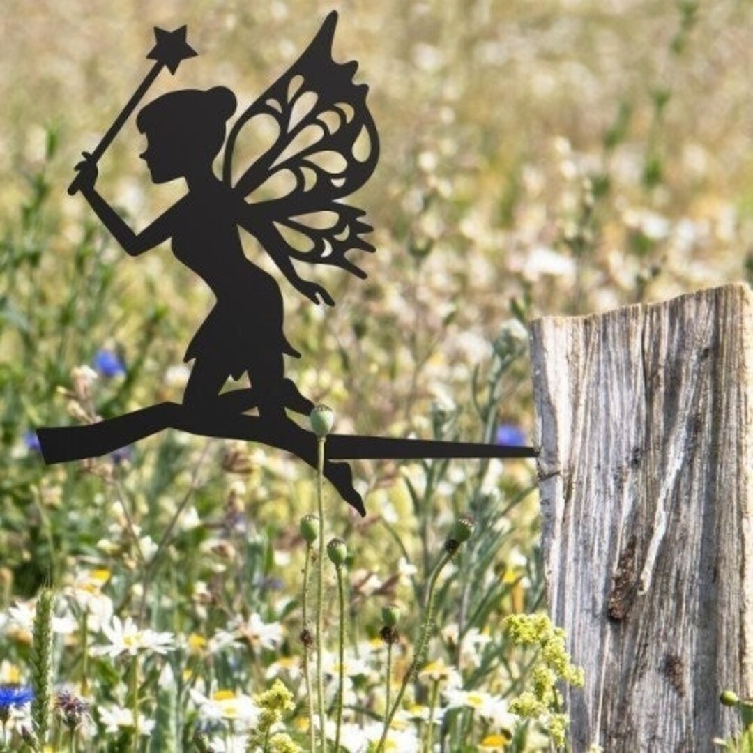 Black Fairy With Wand Tree Spike/ Rustic Garden, Fairies Gift, Fairy ...