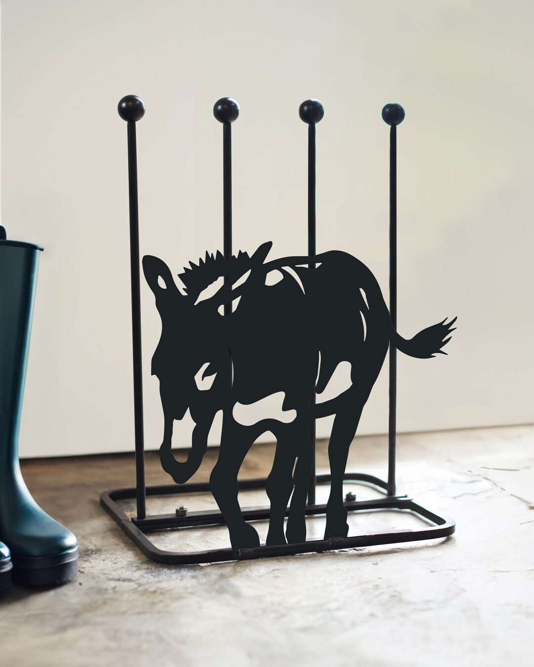 Donkey Silhouette Wellington Boot Rack, Black Robust Steel Boot Store ...