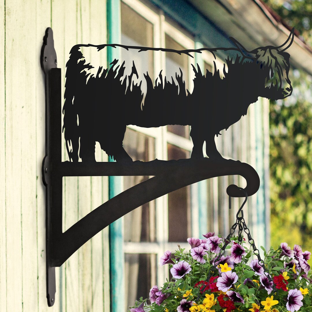 Highland Cow Hanging Basket Bracket Cow, Highland Cattle, Countryside ...