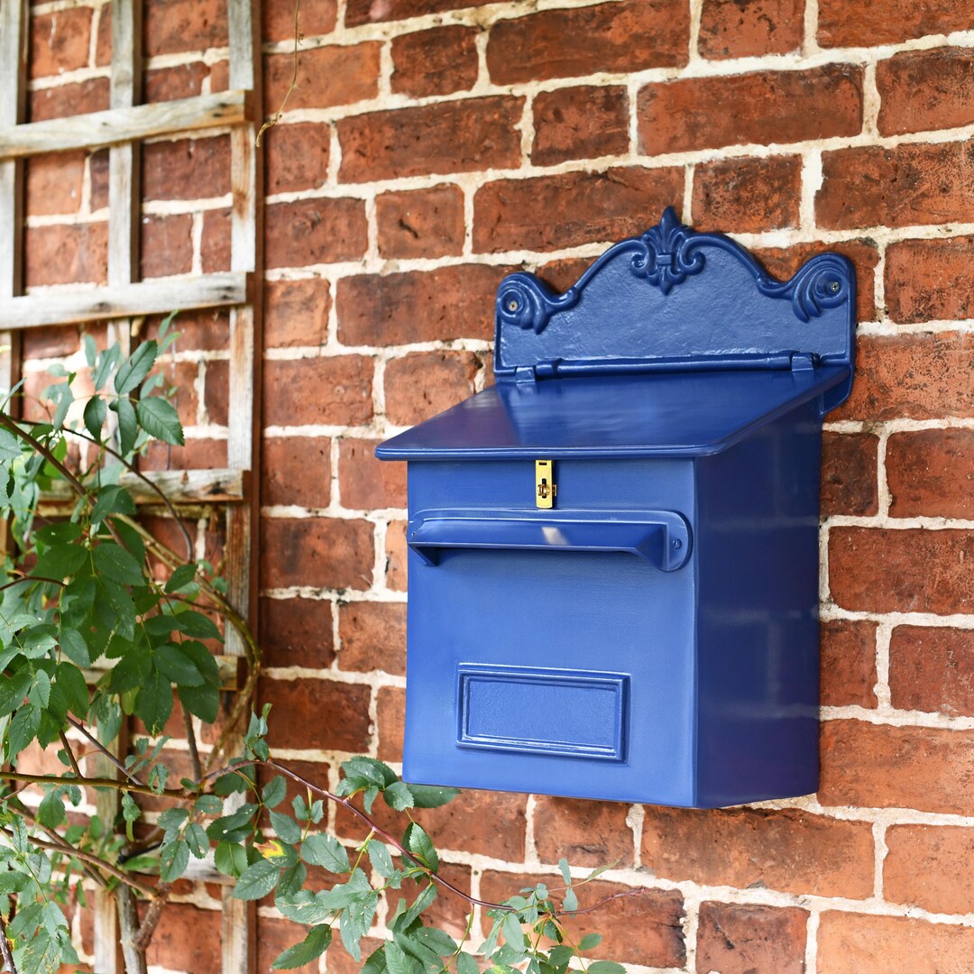 Blue Secure Post and Parcel Box/ Personalisation Available, Lockable ...