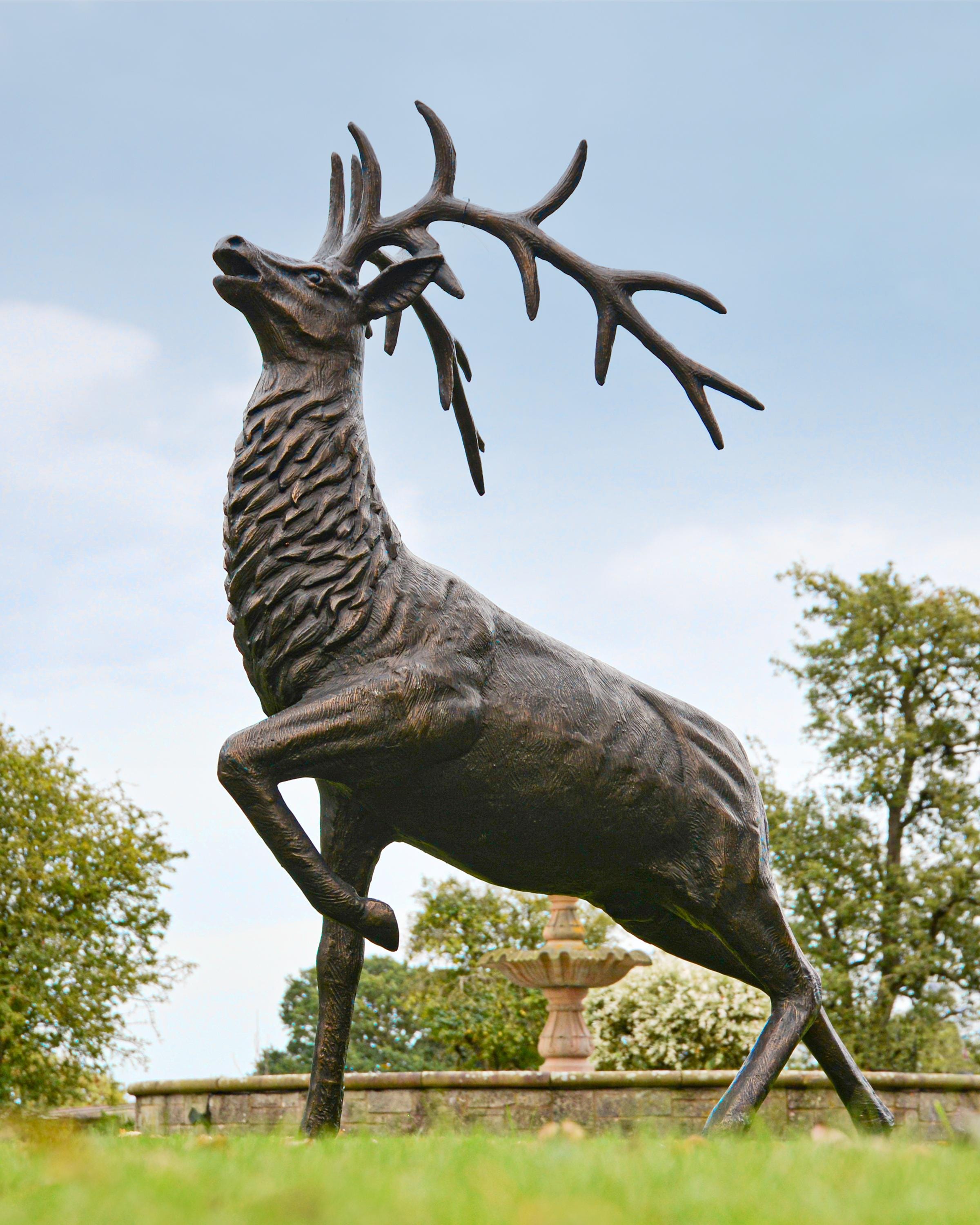 Cast Aluminum Stag Sculpture, Antique Bronze Finish, Large Statement ...