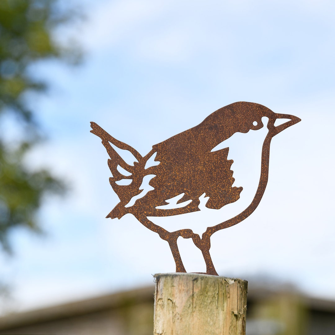 Rustic Metal Wren Fence Topper: British Bird Garden Decor - Etsy
