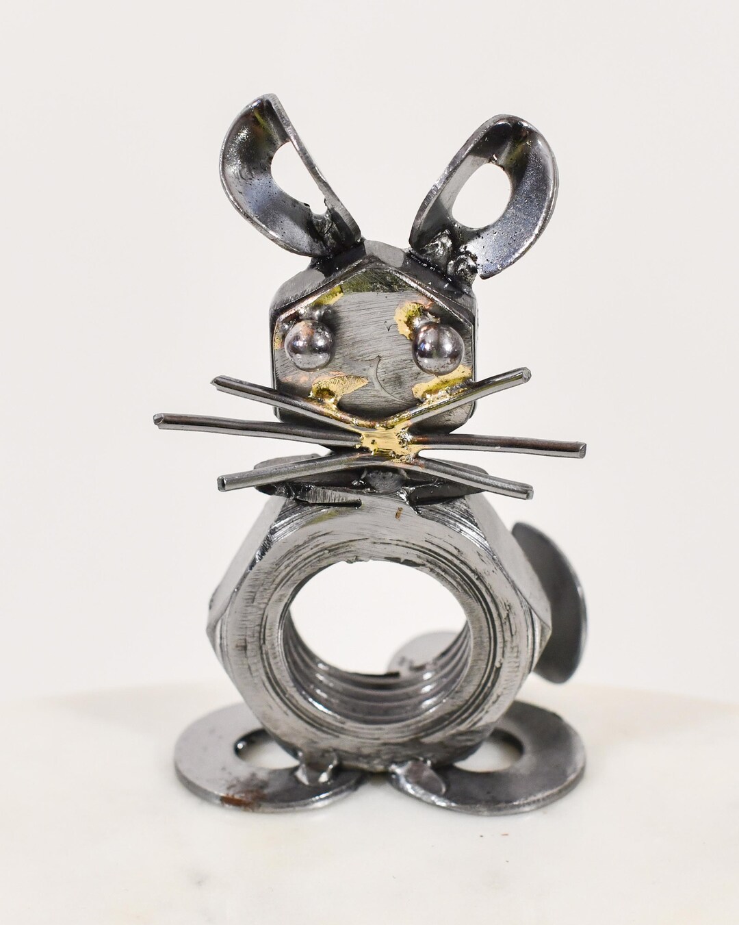 Mini Scrap Metal Rabbit Sculpture, 100% Recycled Materials, Bunny ...