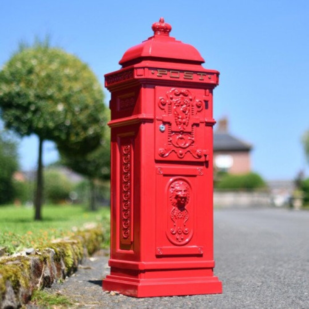 Red & Gold Lockable Free Standing Post Box/post and Parcel - Etsy UK