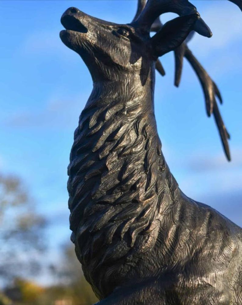 Cast Aluminum Stag Sculpture, Antique Bronze Finish, Large Statement ...