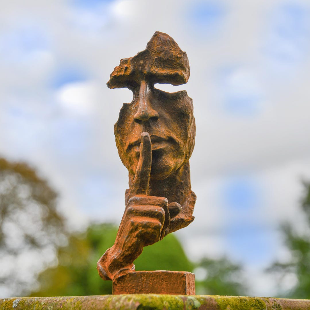 Rustic Cast Iron Abstract Sculpture, Listening, Iron Face, Home and ...