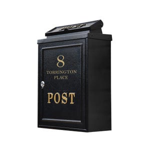 Black + Gold Wall Mounted Post Box, Personalisation Available - Etsy UK