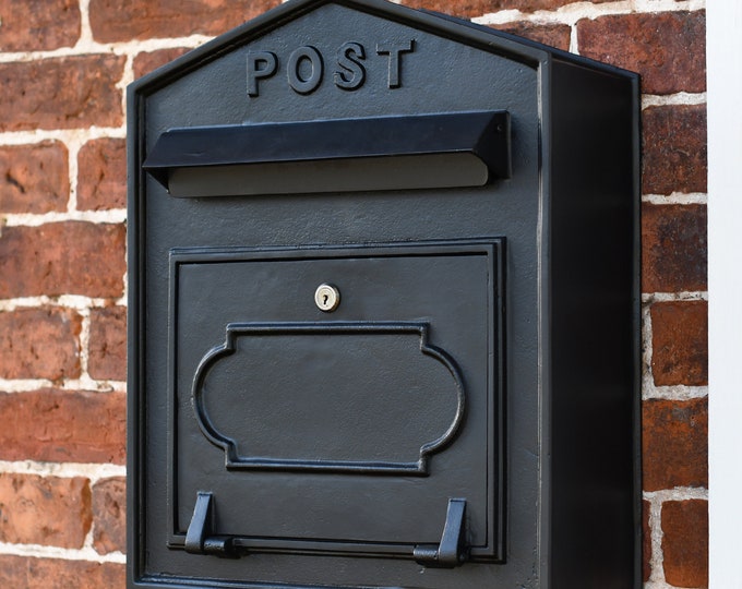 Black Wall Mounted Post Box With Black Lettering/elegant, Ornate ...
