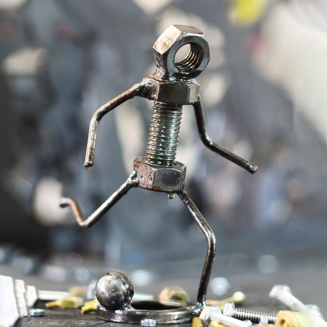 Recycled Metal Parts Footballer, Metal Ornament, Home Decor, Sports ...