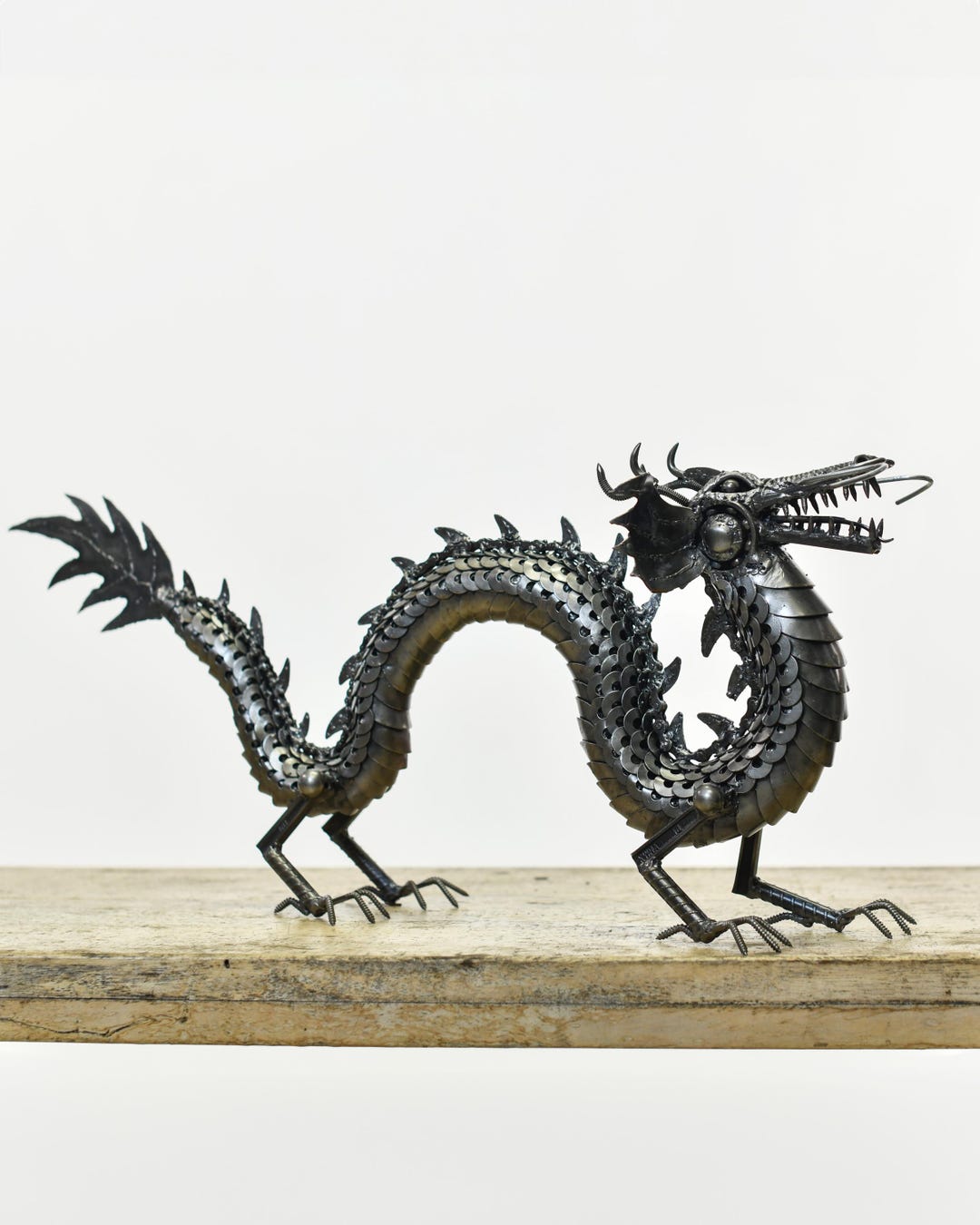 Chinese Metal Dragon Sculpture, Handcrafted Unique Oriental Dragon ...