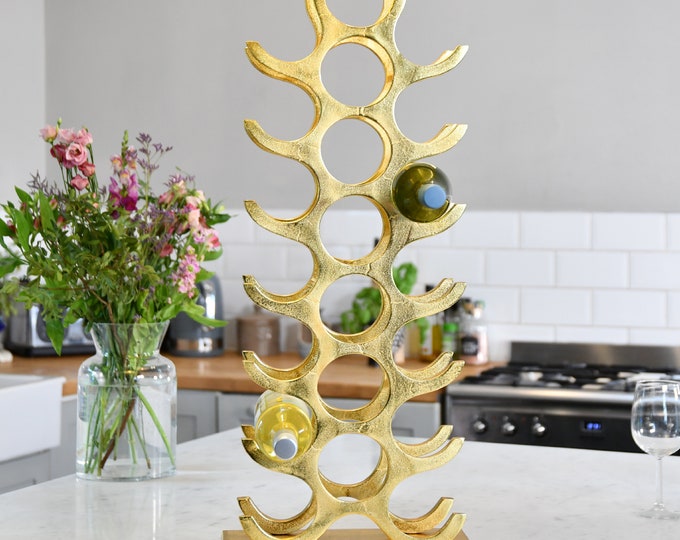 Gold Metal Wine Rack, Contemporary Polished Gold 'tree of Life' Wine ...
