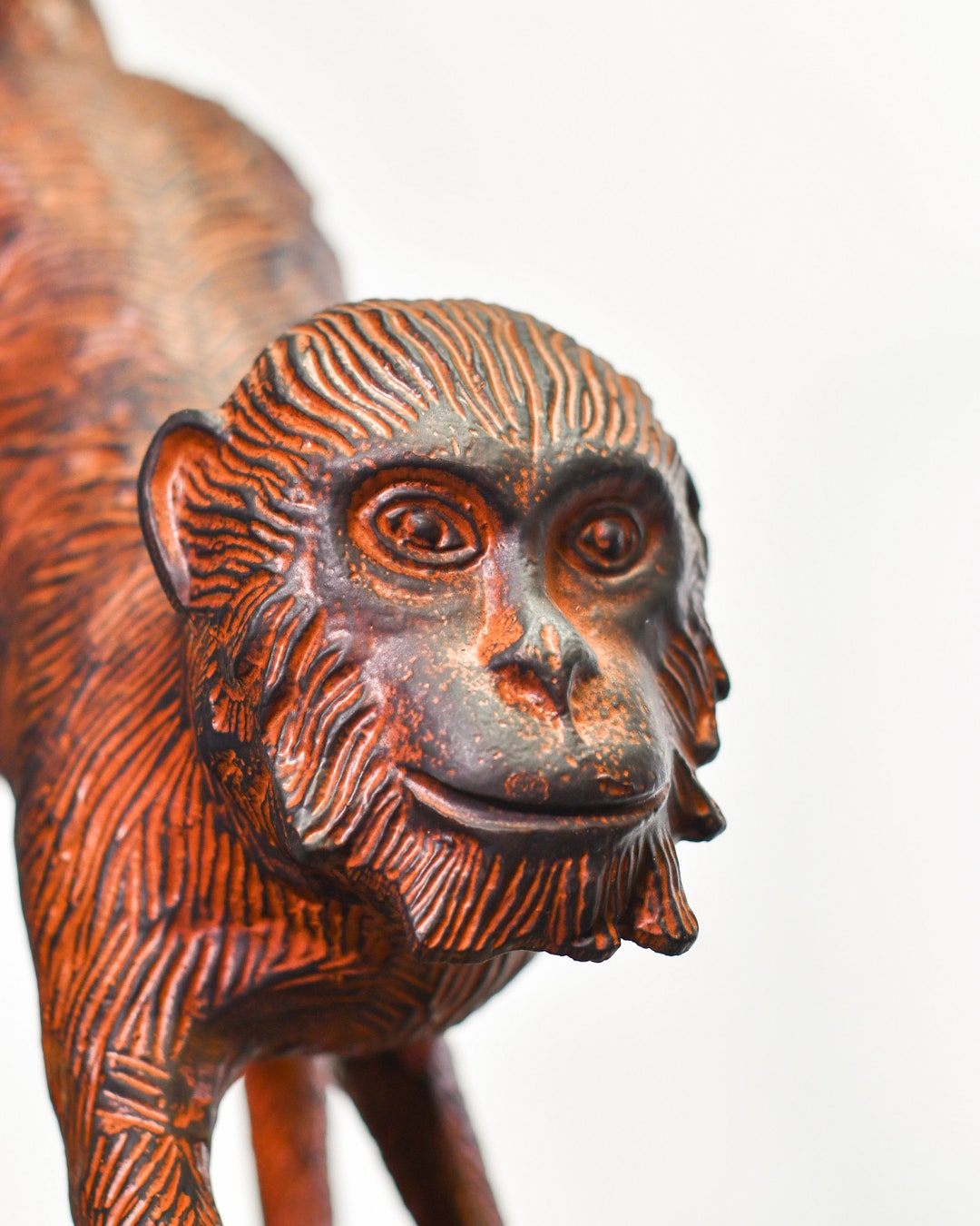 Rustic Long Tailed Monkey Sculpture, Interior Ornament, Home Decor ...
