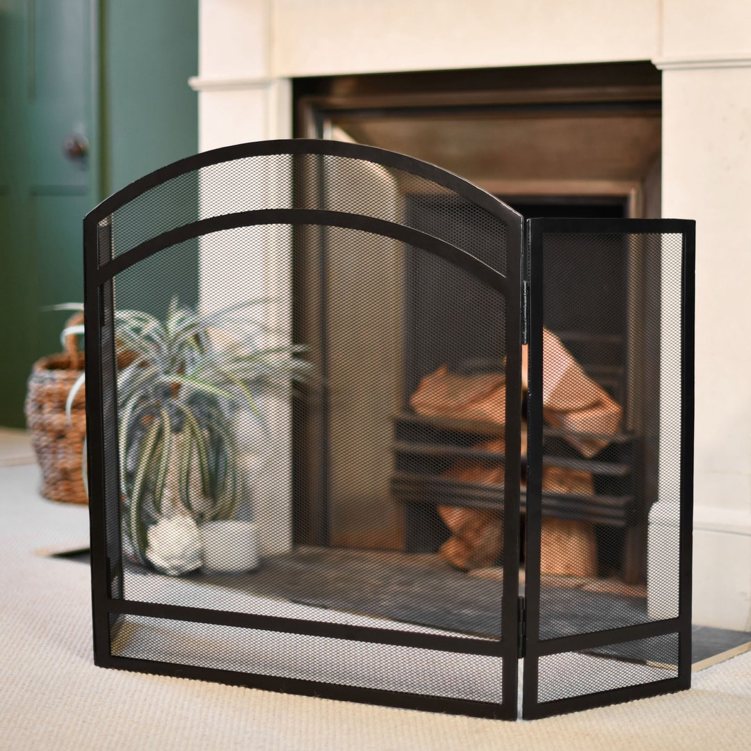 Three Fold Black Arch Fire Guard/ Blackthree Fold Guard, Fireside ...