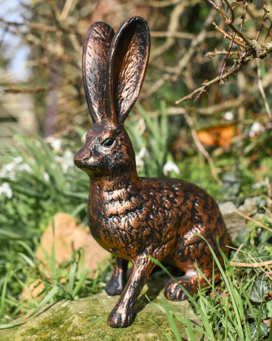 Aluminium Sitting Rabbit Garden Sculpture, Verdigris, Bronze or Copper ...