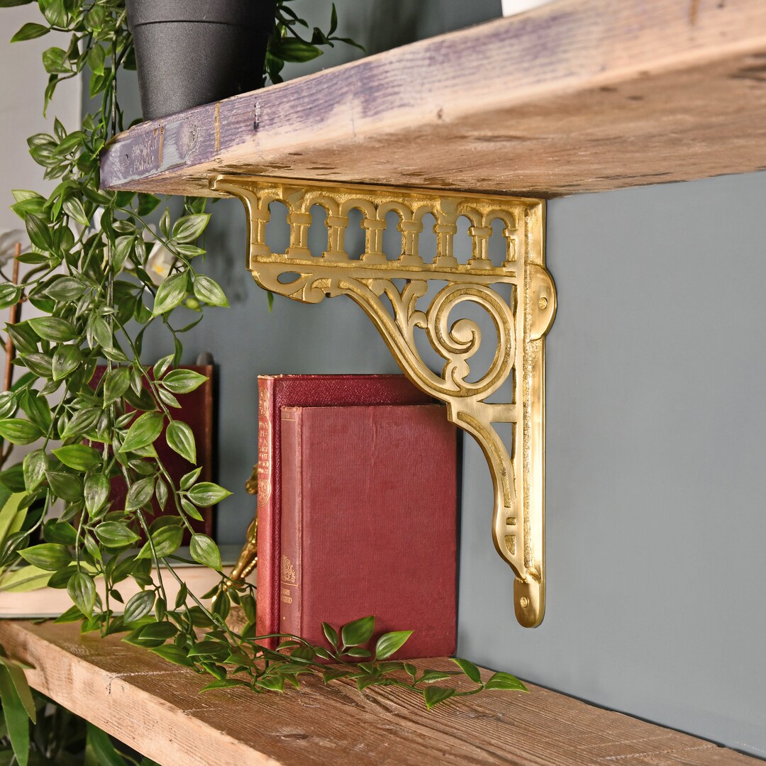 Polished Brass 'railway' Traditional Shelf Bracket 26cm X 21cm - Etsy