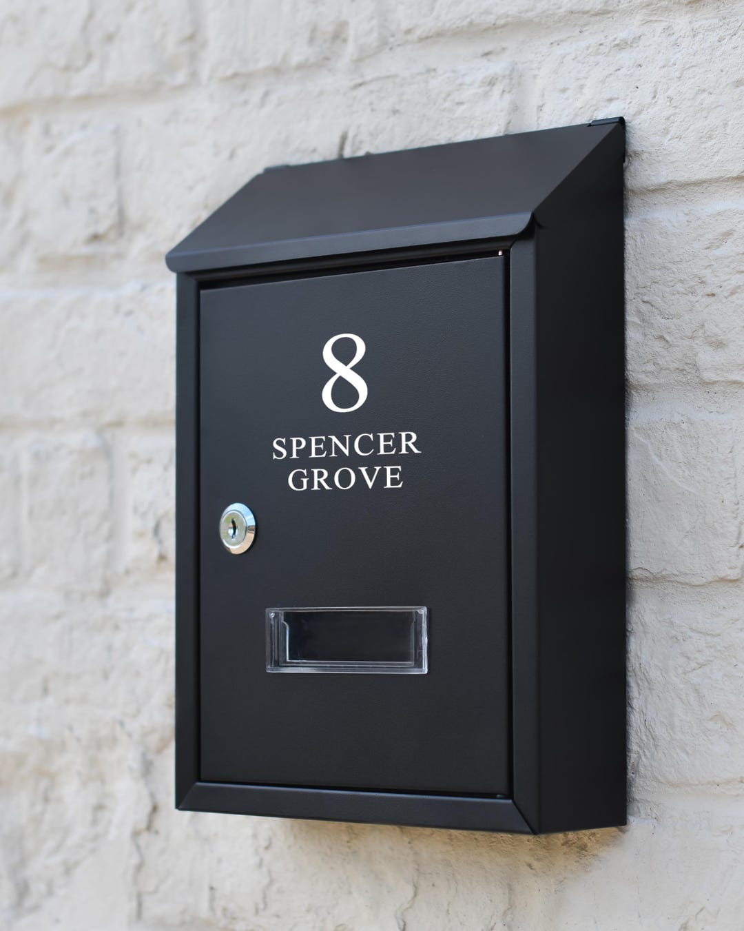 Personalised Black Lockable Post Box, Secure Steel Mail Box, Wall ...