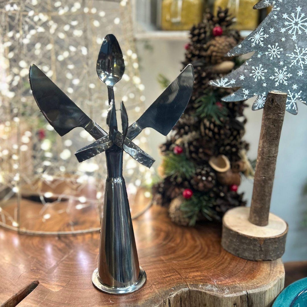 Recycled Cutlery Christmas Angel Decoration | Up-cycled Sustainable ...