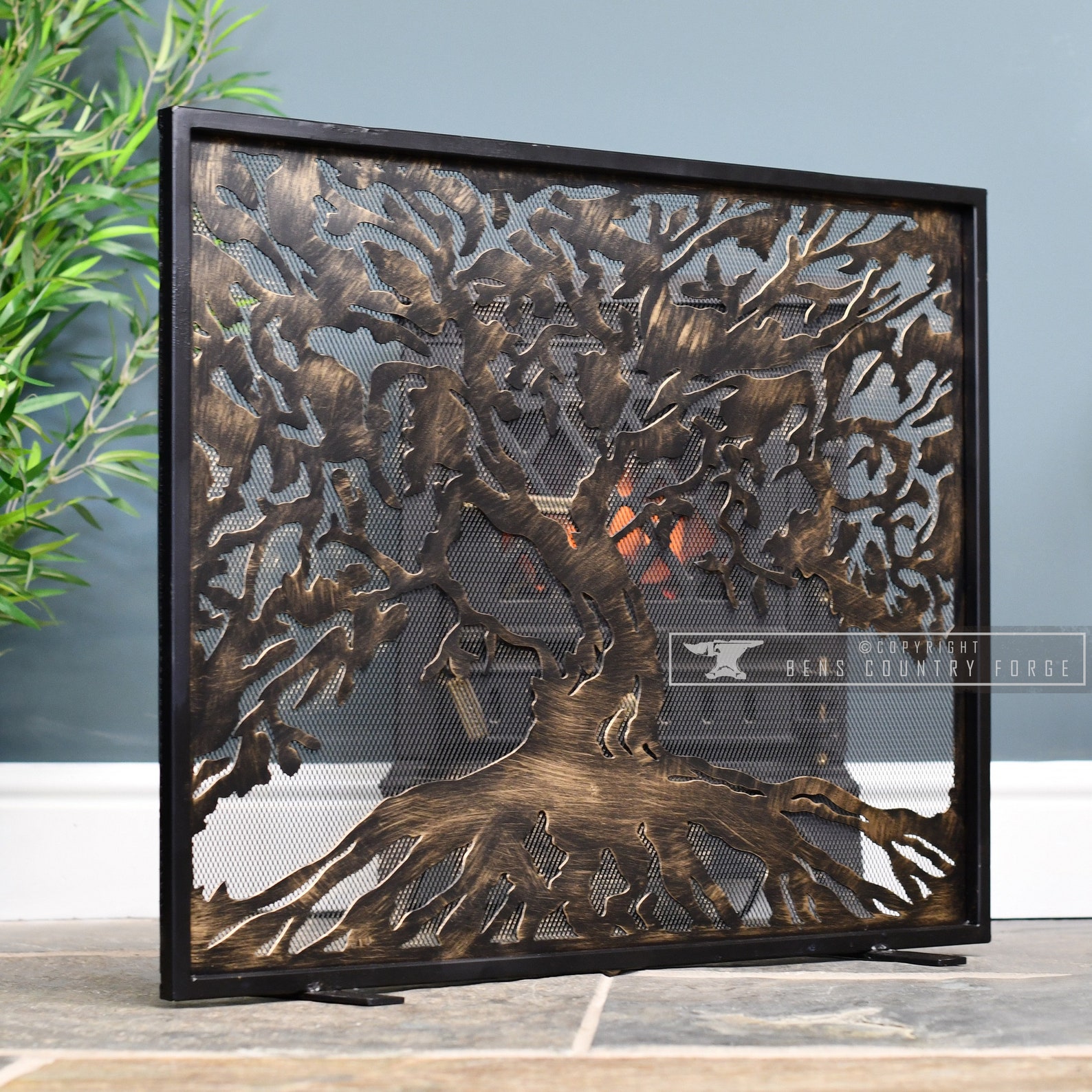 Rustic Tree Design Single Pane Fire Guard/ Tree of Life/ | Etsy UK