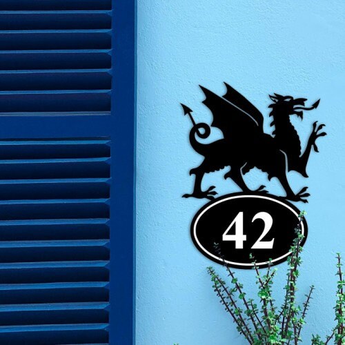 Personalised 'welsh Dragon' Circular Iron House Number - Etsy UK