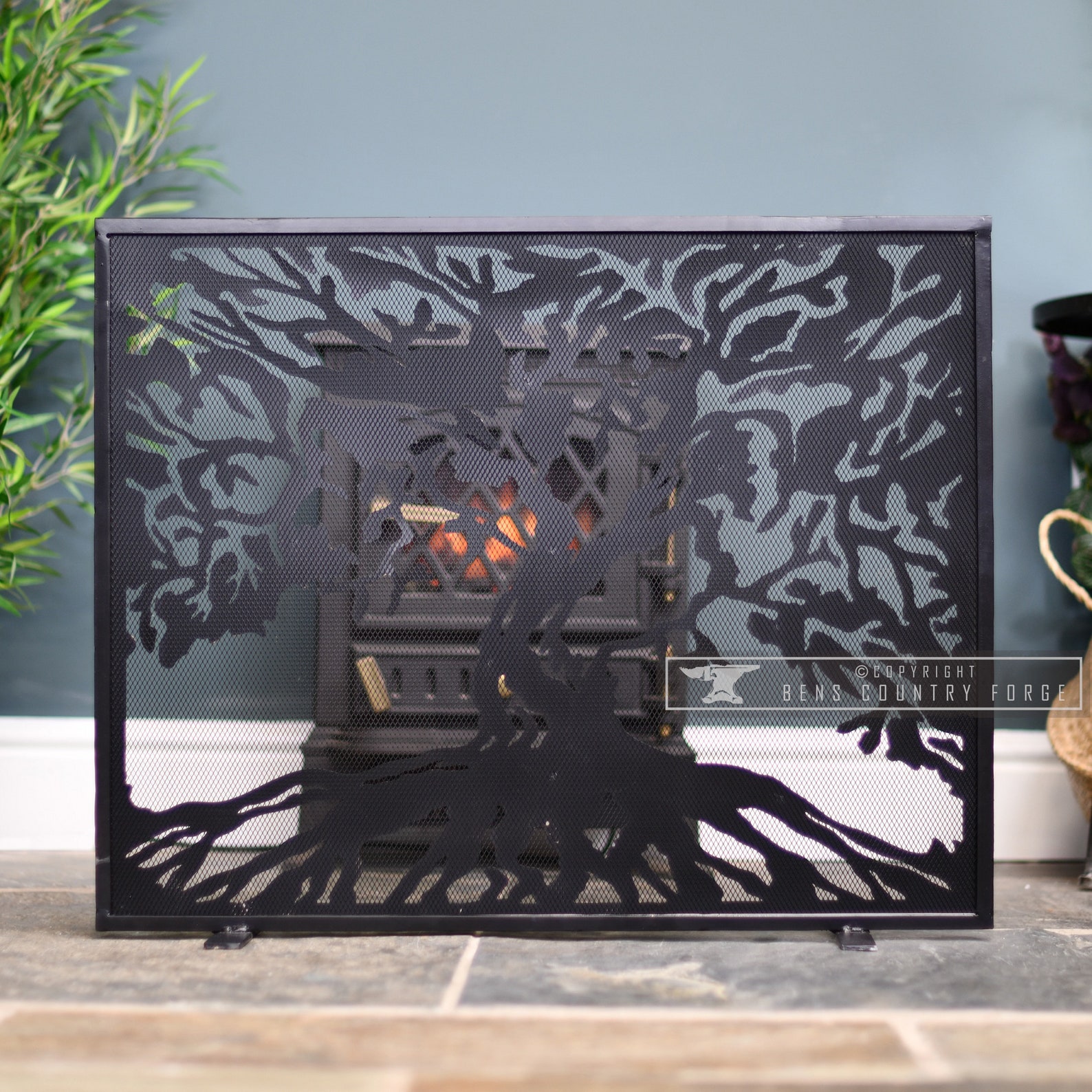 Rustic Tree Design Single Pane Fire Guard/ Tree of Life/ | Etsy UK