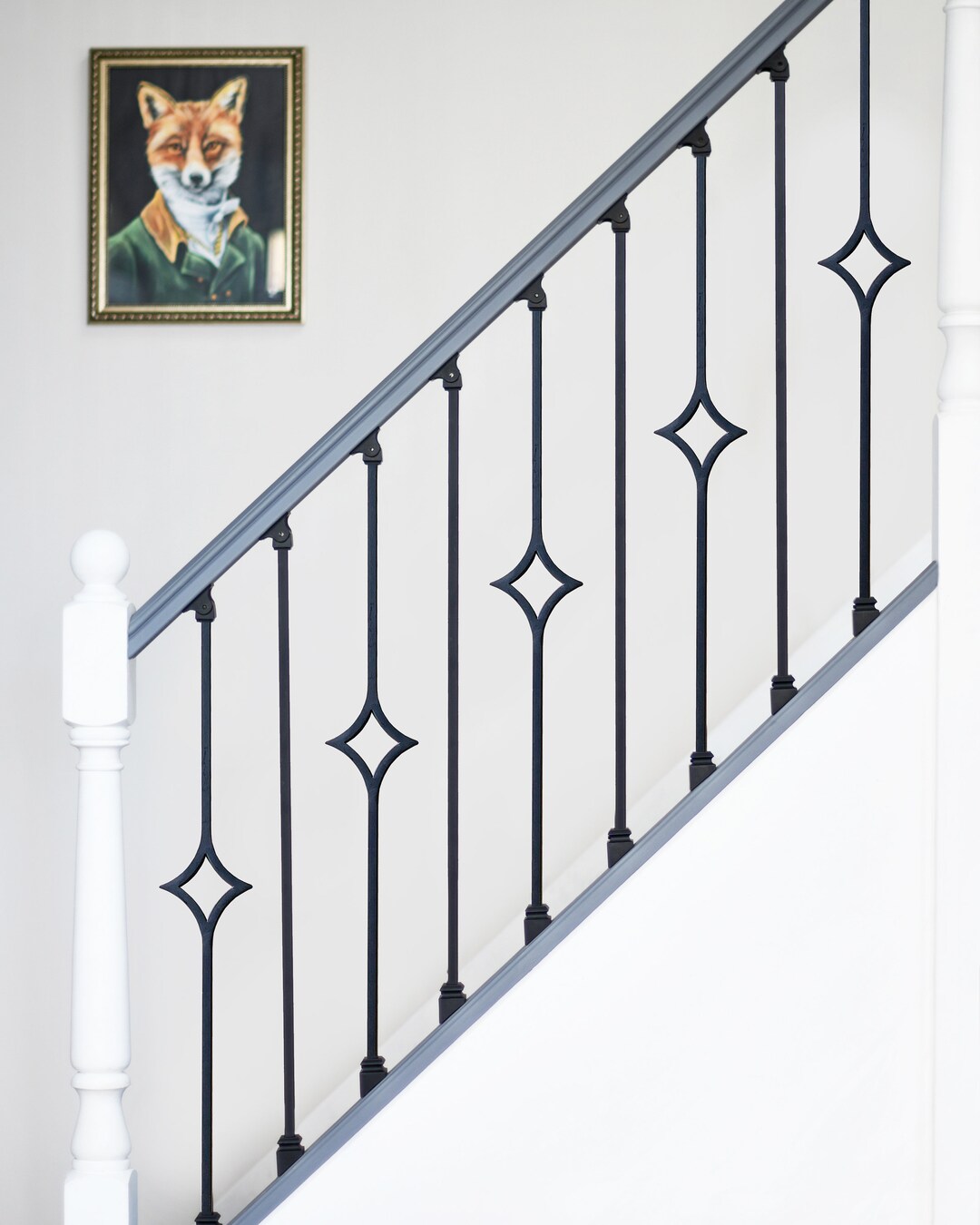 Set of Two Matte Black Stair Spindles With a Choice of Brackets - 112cm ...