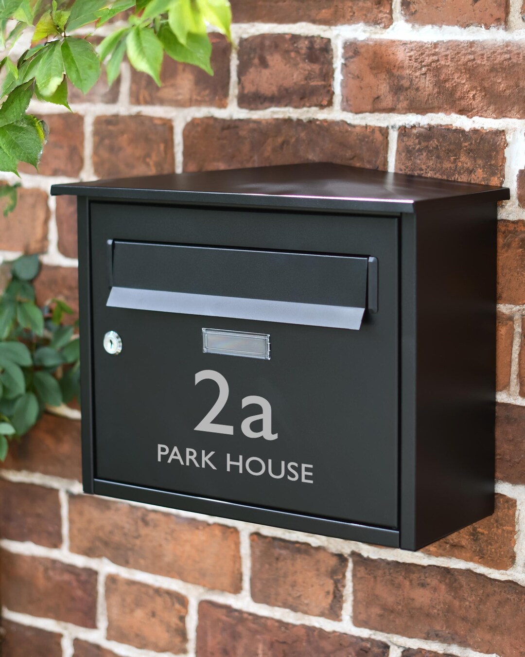 Personalised Contemporary Black Post Box, Wall Mounted Bespoke Post Box ...