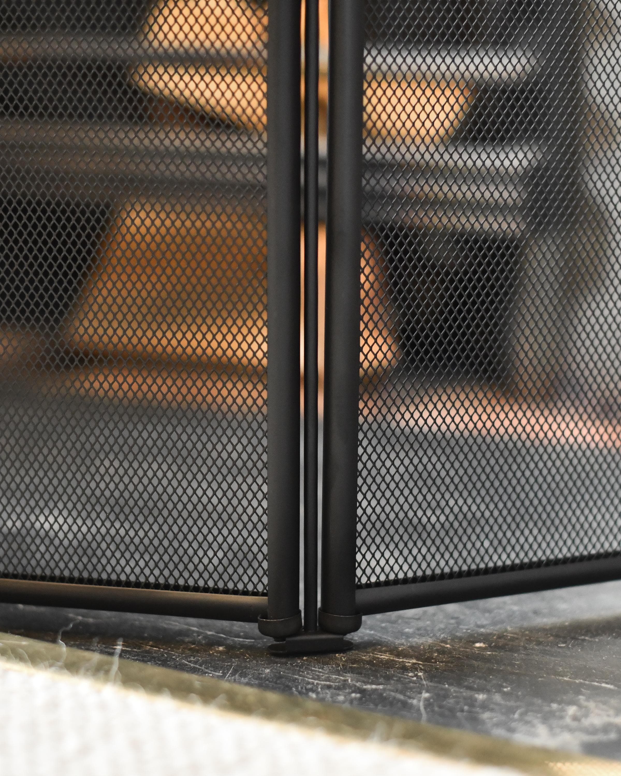 Traditional Black Four Fold Fire Guard, Mesh Guard, Open Fires, Wood ...