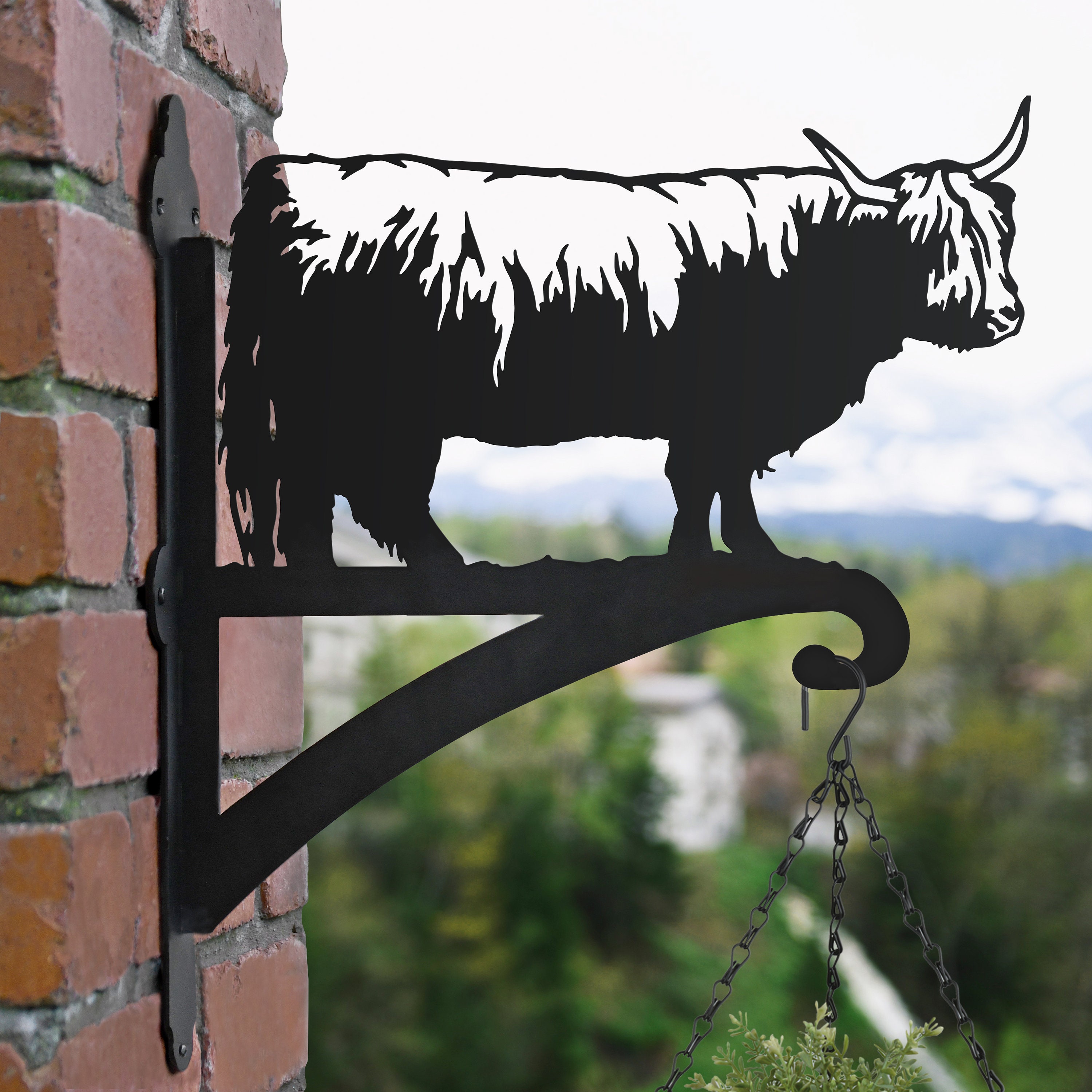 Highland Cow Hanging Basket Bracket Cow, Highland Cattle, Countryside ...