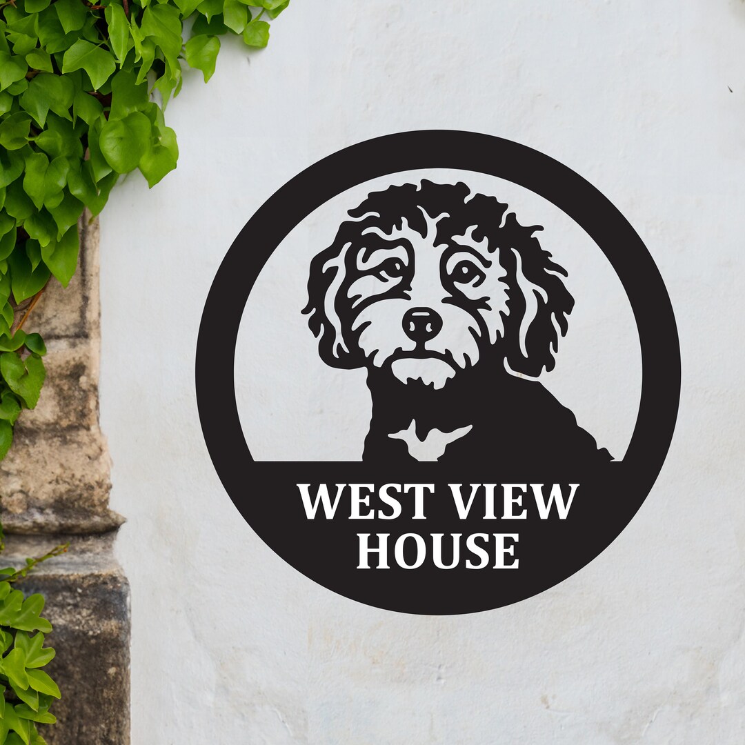 Personalised Cockapoo House Name Sign, Bespoke Cockerpoo Metal Sign ...