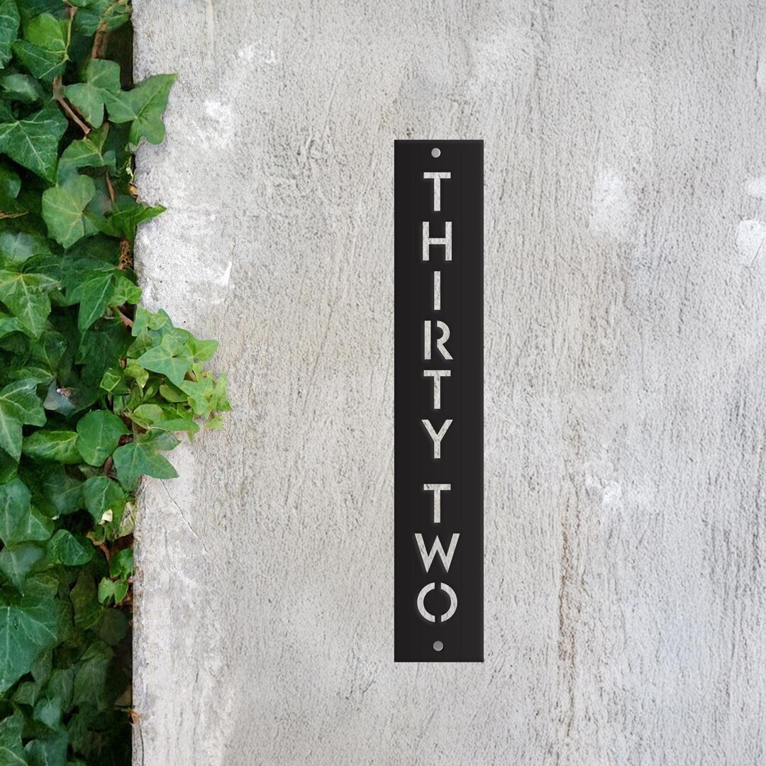Personalised Black Steel Vertical House Sign | Contemporary Stylish ...