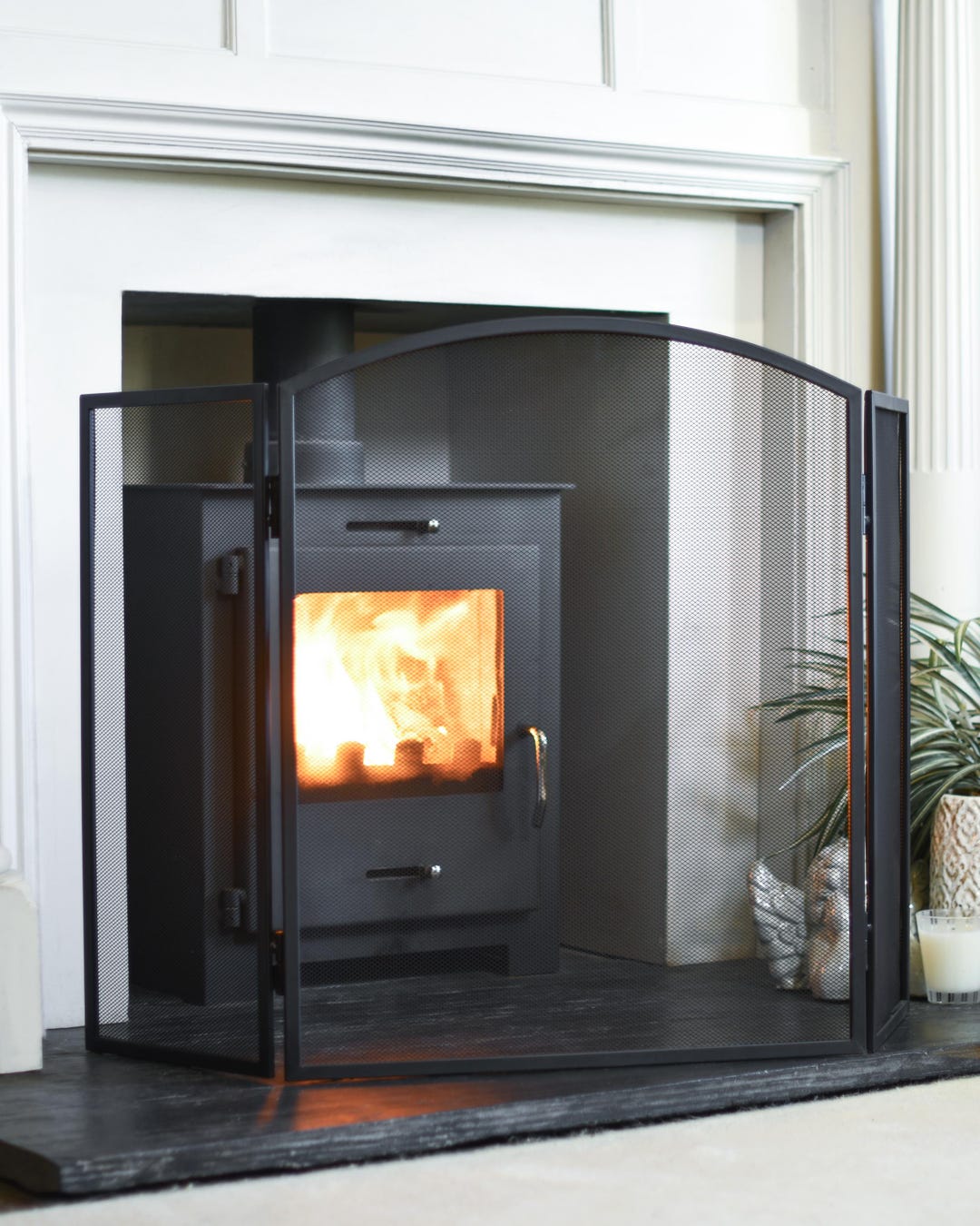 Three Fold Black Arch Fire Guard/ Blackthree Fold Guard, Fireside ...