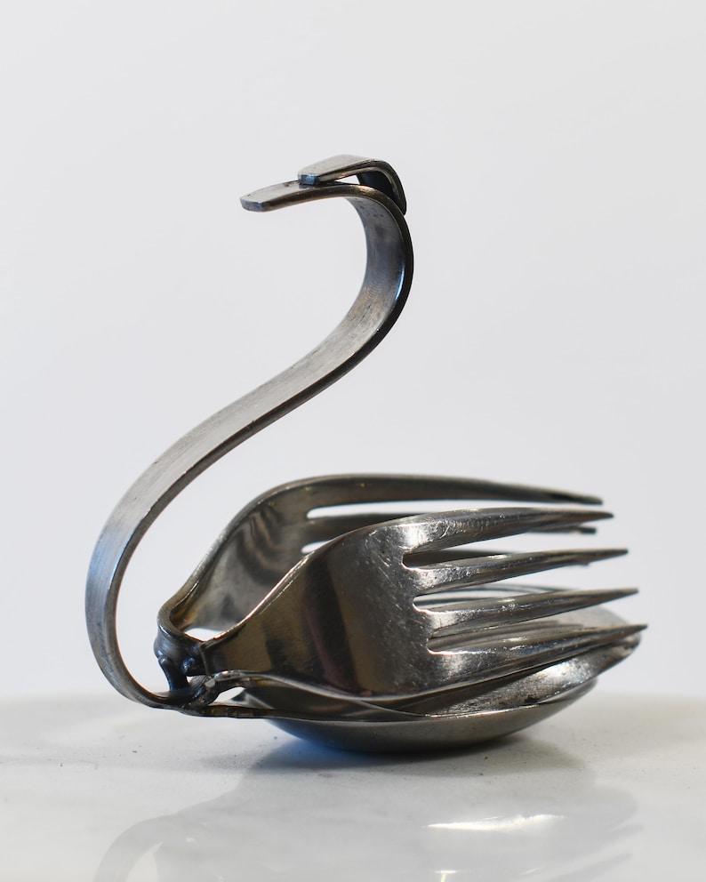 Recycled Forks Swan Sculpture: Metal Art Ornament - Etsy UK