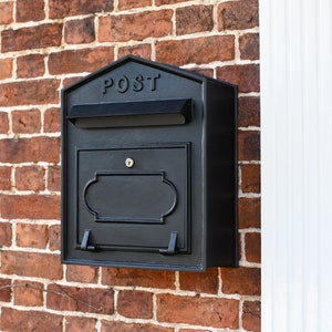 Black Wall Mounted Post Box With Black Lettering/elegant, Ornate ...