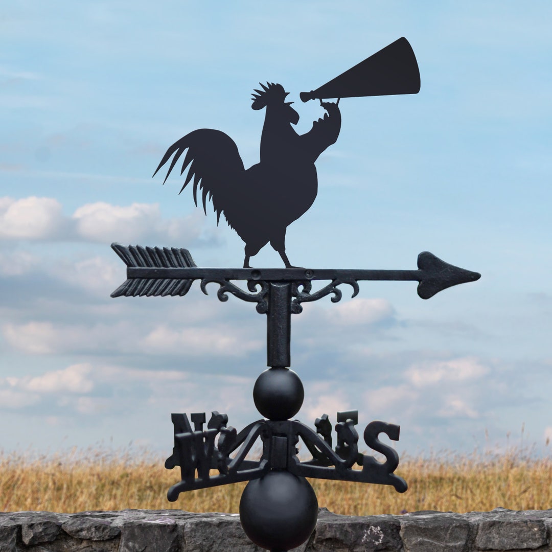 Rooster & Cone Weathervane/ Farmyard, Funny,/ Garden Outdoor Living ...