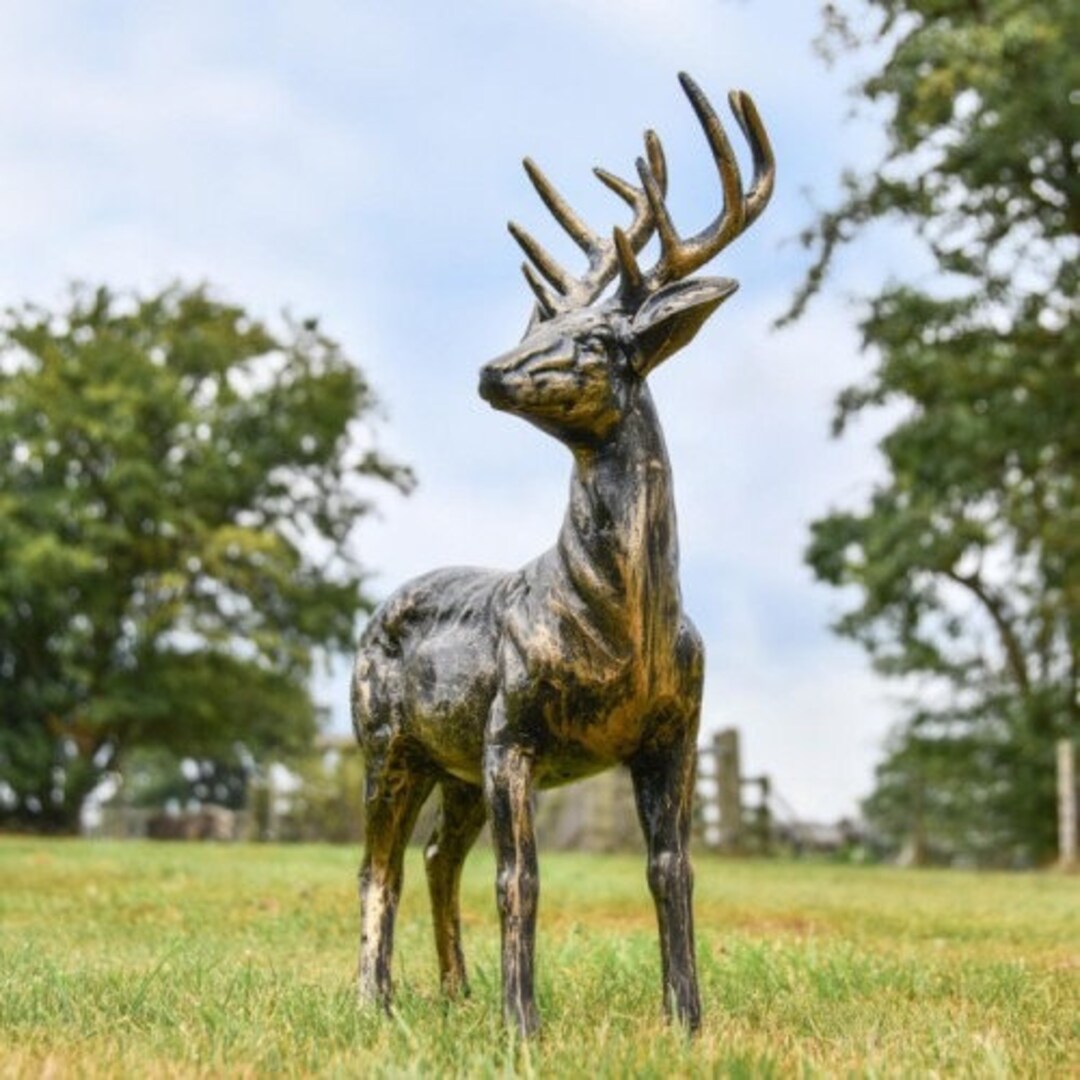 Handcrafted Brushed Gold Recycled Cast Aluminium Standing Buck ...
